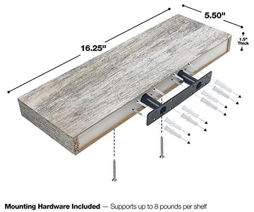 Sorbus Floating Shelves for Wall - 2 Pack Coastal Beach Wall Decor for Bedroom, Bathroom, Nursery, Living Room, Office, Home & Kitchen - White Rustic Wood Hanging Wall Shelf for Books, Frames, Trophy