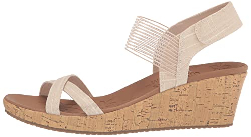 Skechers Women's Cork Wedge Sandal, Natural, 6