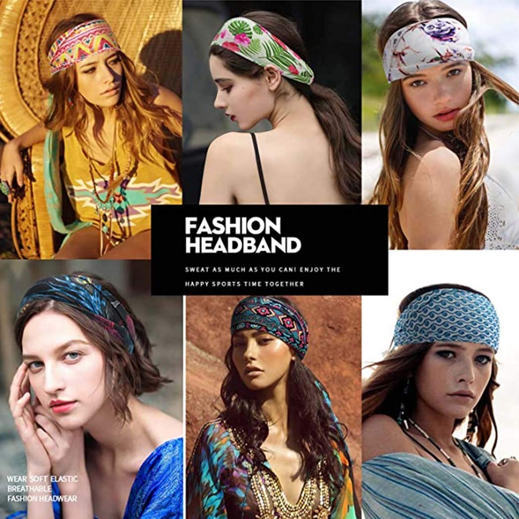 GORTIN Boho Headbands Leopard Hair Bands Knoted Turban Stretch Twist Head Wraps Stripe Cloth for Women and Girls 3 Pcs (Boho)