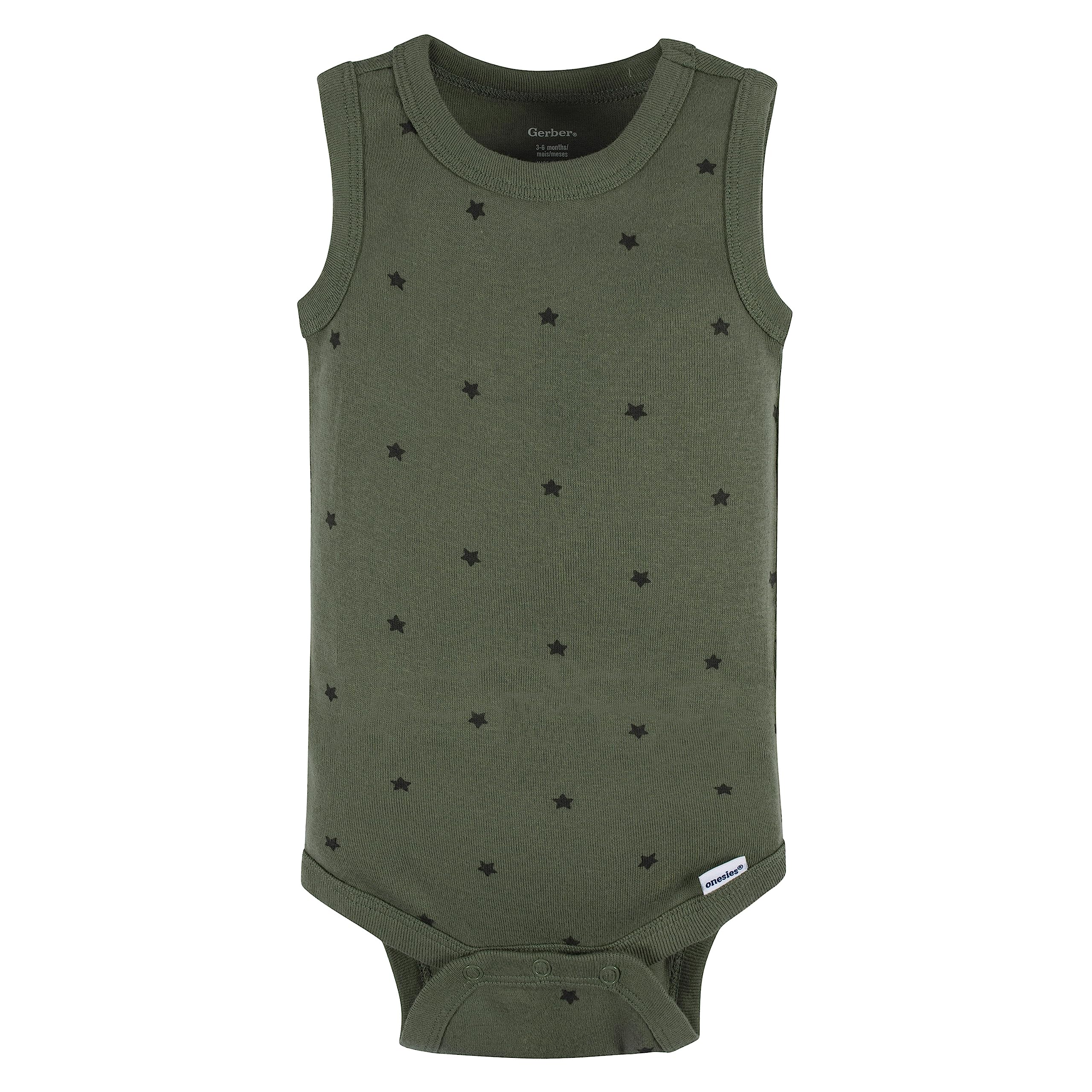 Gerber Baby Boys Multi-Pack Sleeveless Onesies Bodysuit Green Stars 12 Months
