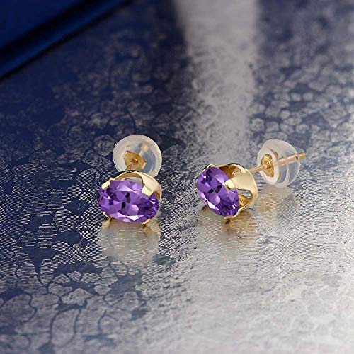 Gem Stone King 14K Yellow or White Gold 8X6MM Oval Gemstone Birthstone Stud Earrings | Oval Gold Earrings For Women