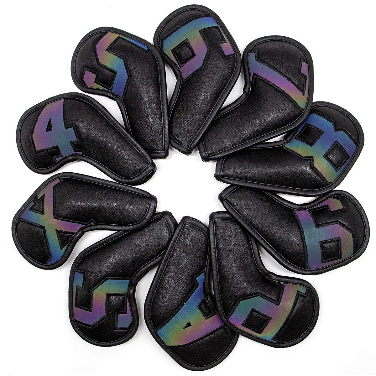 Golf Iron Covers 10pcs, Golf Iron Head Covers Leather Golf Iron Covers Set Colorful Golf Iron Headcovers,Golf Club Head Covers for Iron Customize & Non-Customiz