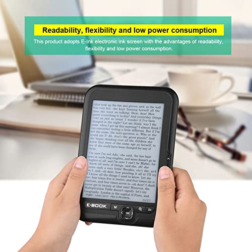 WESE Digital Book Read, Electronic Ink Screen 300DPI 29 Languages Ereader for Household for BK-6006(Black, 8G)