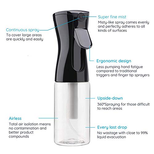 Hair Spray Bottle, Continuous Spray Water Bottle Refillable Continuous Pressurized Mist Sprayers Empty Misting Bottle for Taming Hair in Morning, Showering Pets, Plants, Cleaning - 5.4oz/160ml