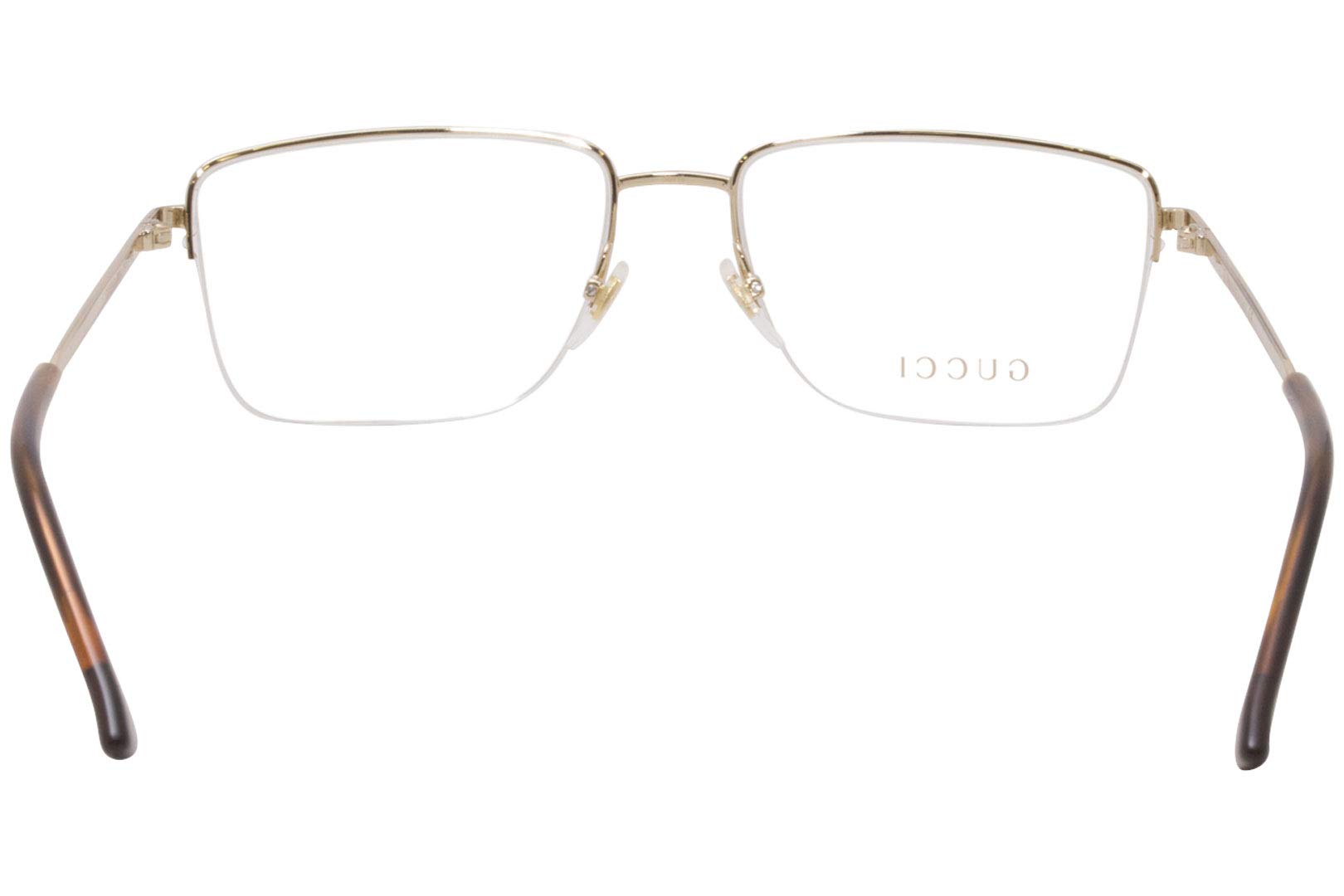 Gucci GG0834O 004 Eyeglasses Men's Gold/Havana Semi Rim Optical Frame 58mm