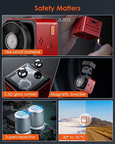 Vantrue E1 2.7K WiFi GPS Mini Dash Cam 1944P Voice Control 1.54" LCD Front Red Car Camera with Free APP, Night Vision, 24 Hours Buffered Motion Parking Mode, Wireless Controller, Support 512GB Max