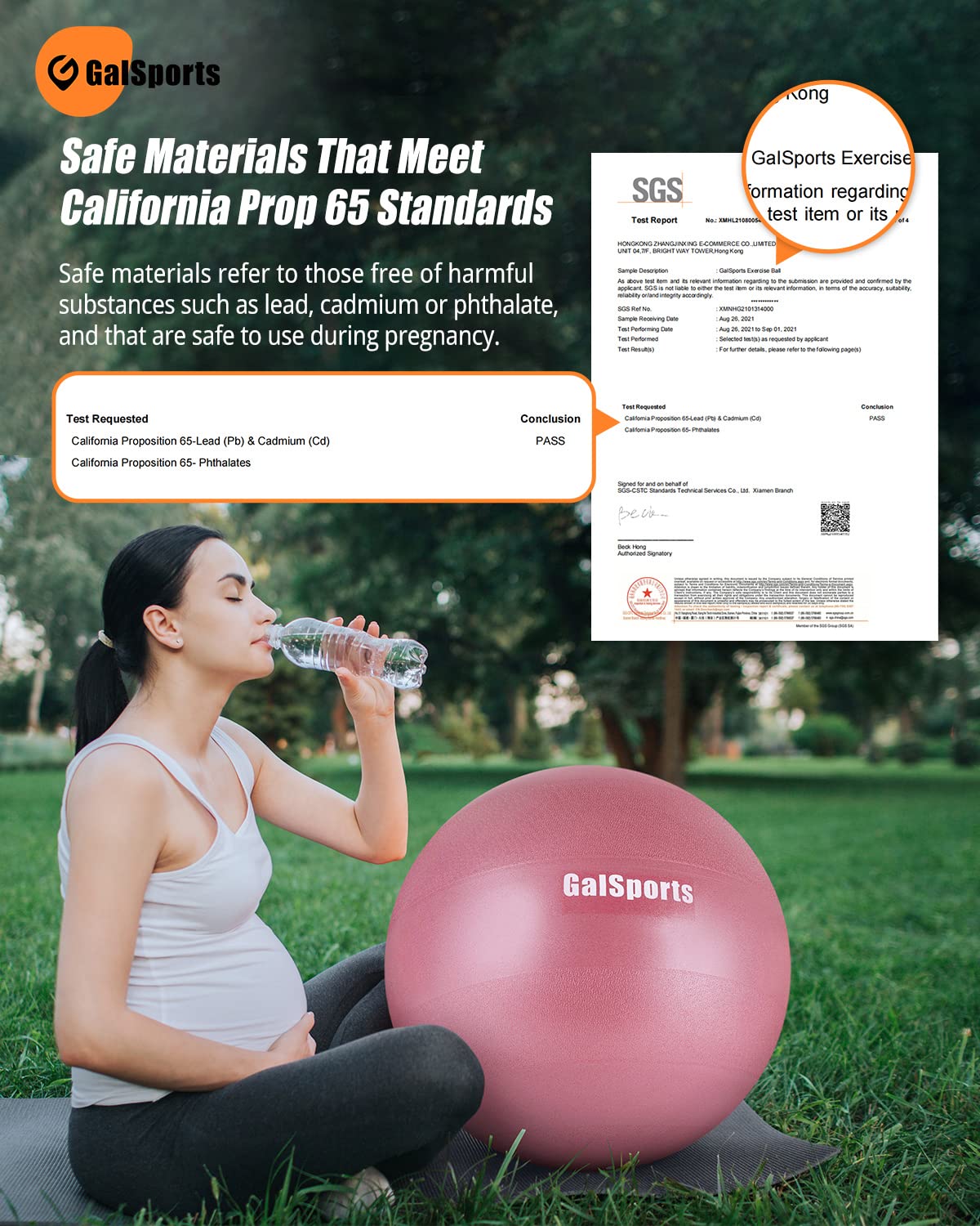GalSports Pregnancy Ball - Birthing Ball for Workout Yoga Stability, Pregnancy Safety Anti-Burst Materials for Maternity, Labor Exercise Ball with Quick Pump