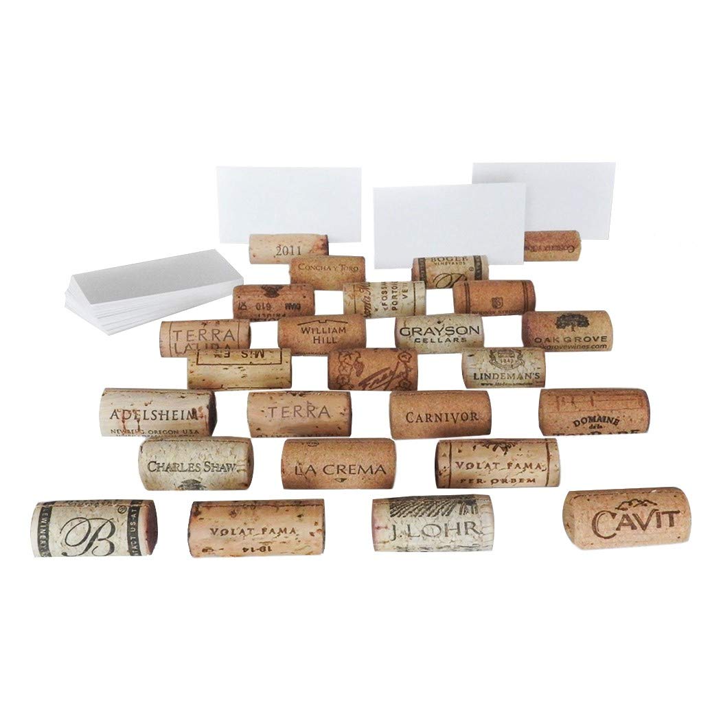 Wine Cork Place Card Holders Escort Card Real Cork Card Holders from Premium Recycled Cork Set of 25 Includes Place Cards Wine Theme Table Décor Rustic Wine Cork Vineyard Wedding Cork Placecard