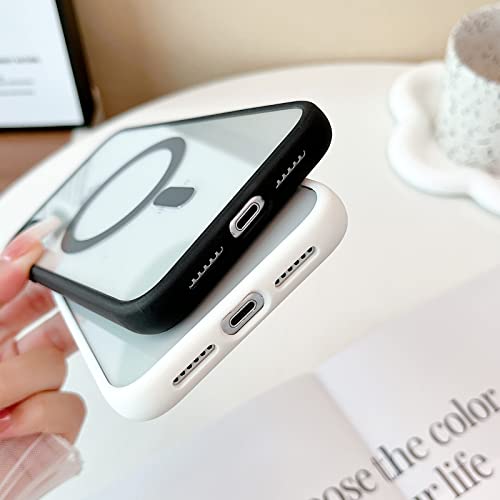 Skyseaco for iPhone Xr Case Compatible with MagSafe, Anti Yellowing Shockproof Phone Case for Women Men Slim Thin Clear Phone Cover for iPhone Xr (6.1 inch) - Candy White