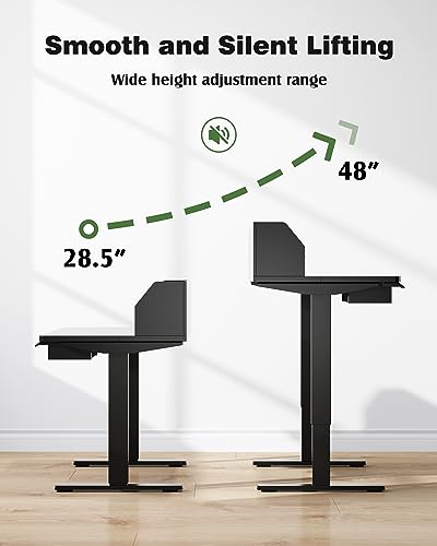 Shahoo Electric Double Layers Standing Desk with 3 Drawers, 48 x 24 Inches Height Adjustable Conner Table, Computer Workstation with Large Storage Shelves for Home Office, 48 Inch, Black