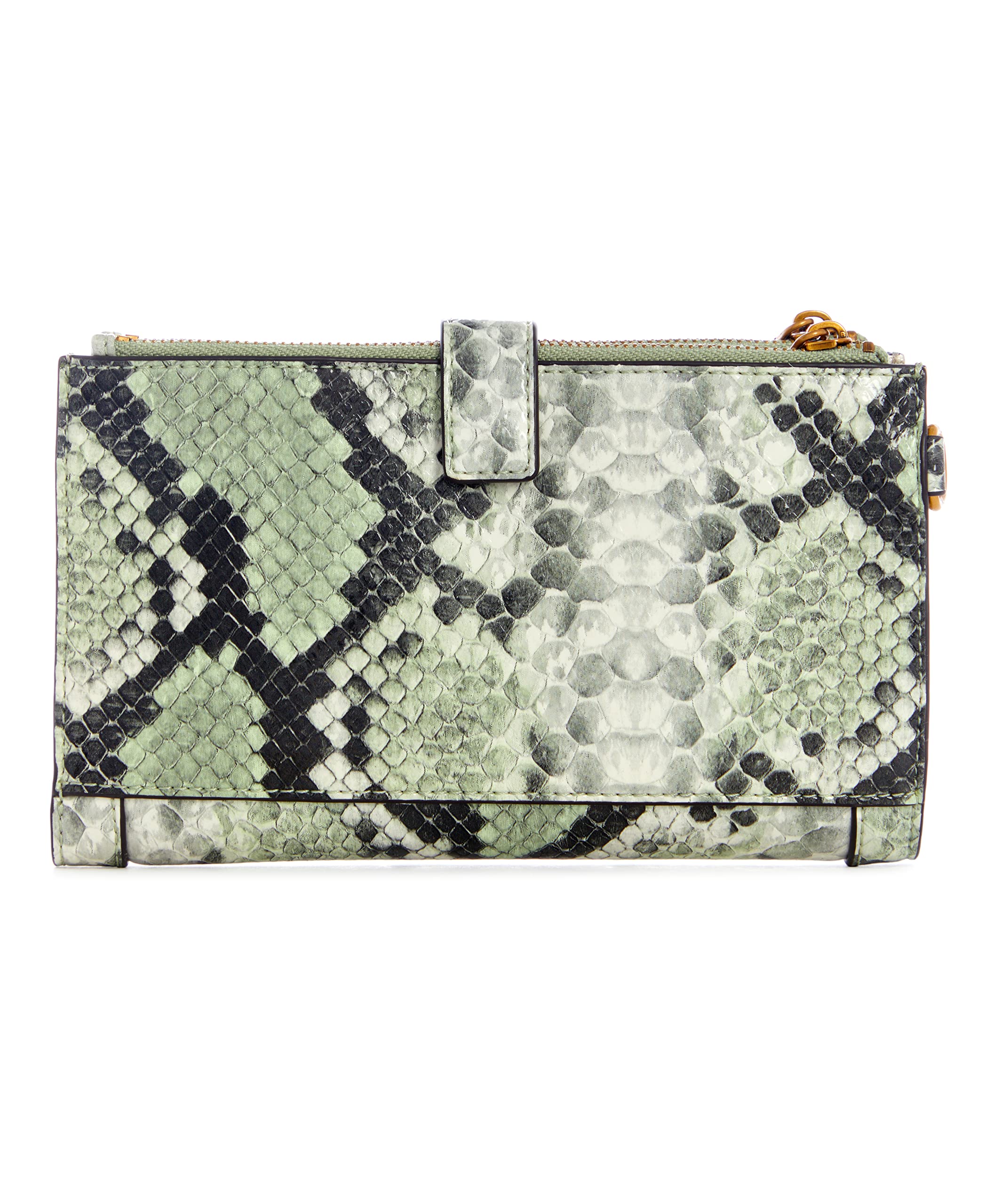 GUESS Womens Abey Double Zip Organizer wallet, Sage Python, One Size US