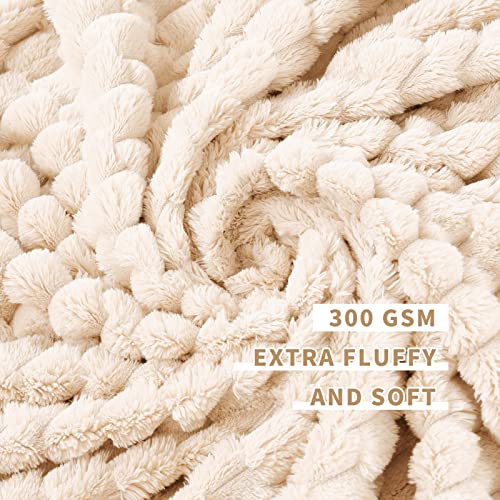FY FIBER HOUSE Oversized King Blanket 120" x120" Extra Large Bed Blanket 10' x 10' Super Soft Plush Fuzzy Blankets for Couch Office Sofa, Beige