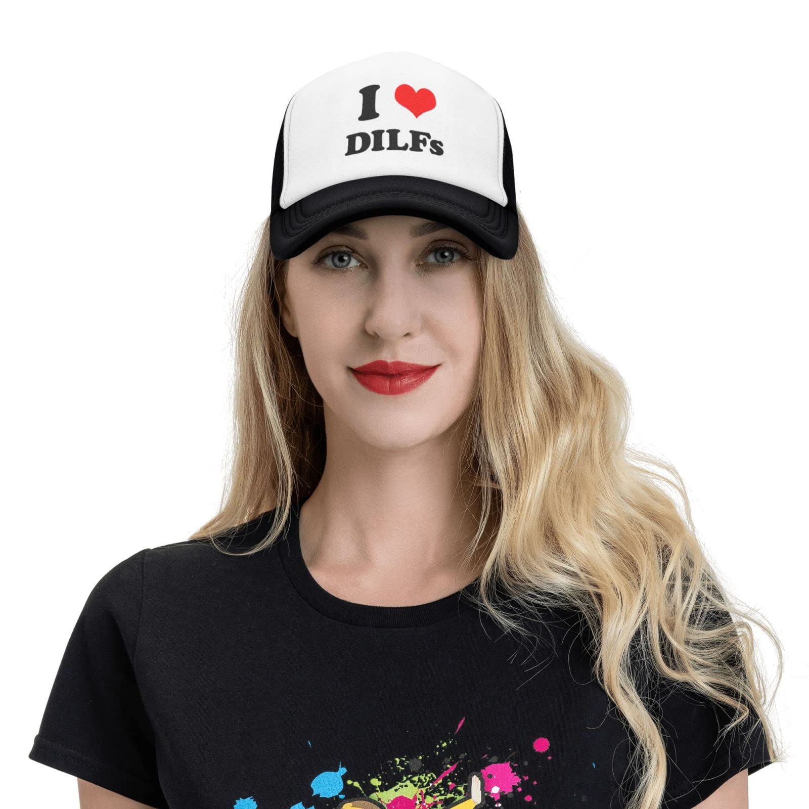 HDRAY Sun Caps Fishing Hat I Love Dilfs Women Snapback Hat Dad Hat Adjustable Dad Hat Unisex Black, One Size