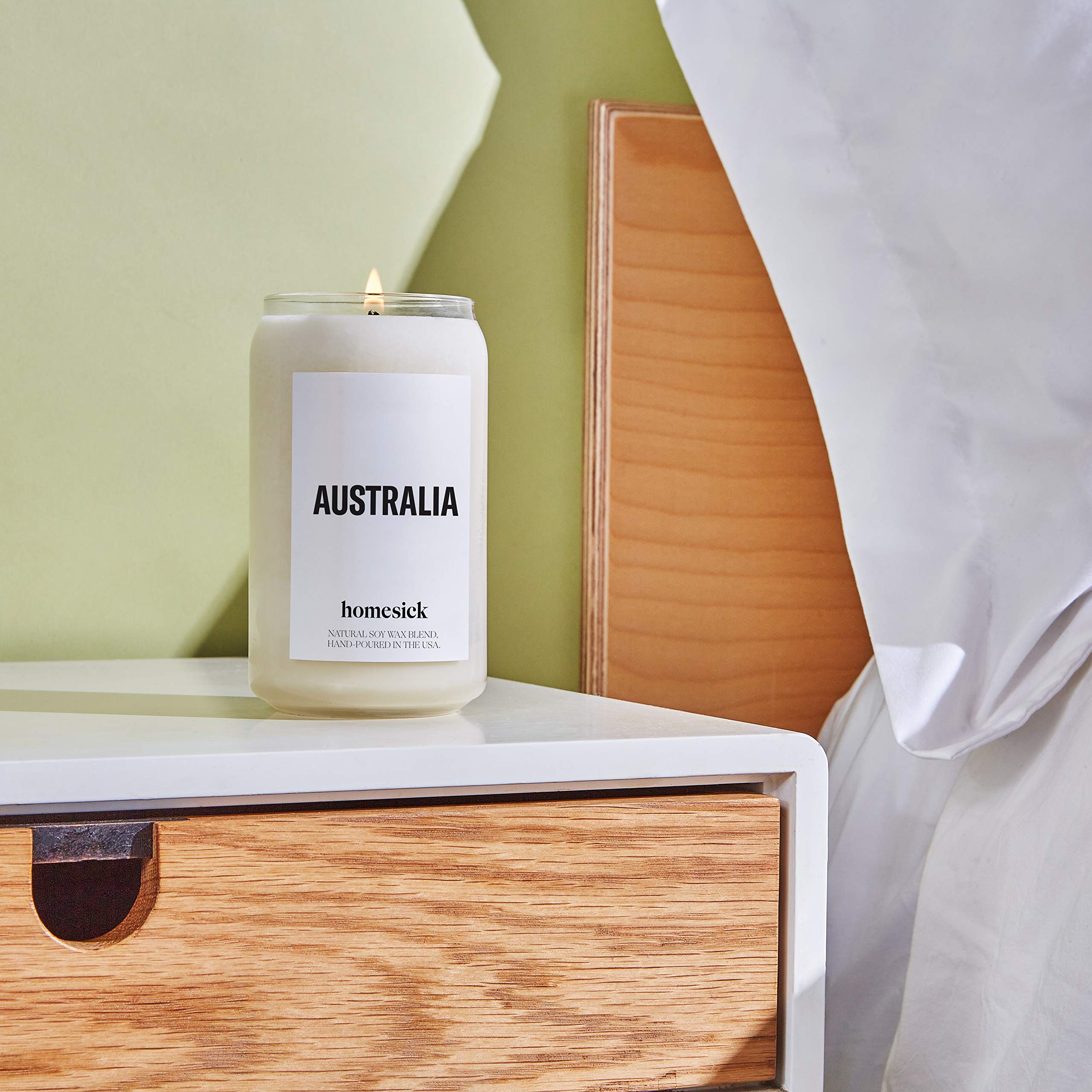 Homesick Premium Scented Candle, Australia - Scents of Eucalyptus, Chocolate, Rose, 13.75 oz, 60-80 Hour Burn, Natural Soy Blend Candle Home Decor, Relaxing Aromatherapy Candle