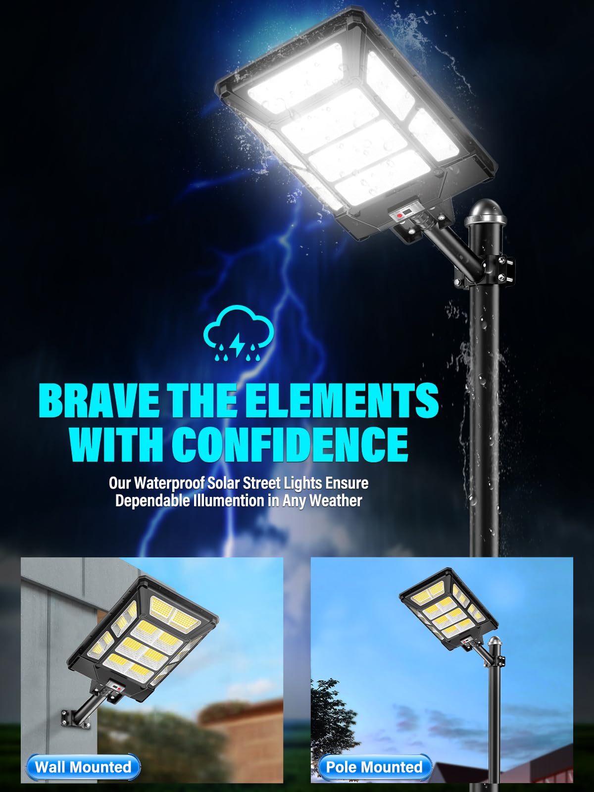 VENSSTNOR 3200W Solar Street Lights Outdoor - 6500K Wide Angle Solar Light with Motion Sensor, IP67 Waterproof Solar Parking Lot Lights Dusk to Dawn with Remote for Street Yard Garden