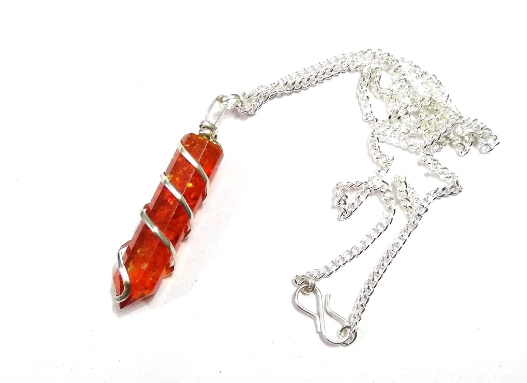 GEMSCITE Selenite Crystal Pendant Necklace Healing Authentic Stone On Silver Plated 20" Chain Real Gemstone Chakra Healing Charm