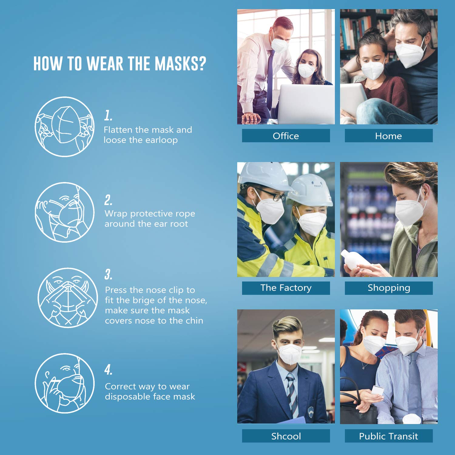 WWDOLL KN95 Face Mask 50 Pack, KN95 Masks 5-Layer Breathable Mask with Elastic Earloop and Nose Bridge Clip, Disposable Respirator Protection Against PM2.5 White