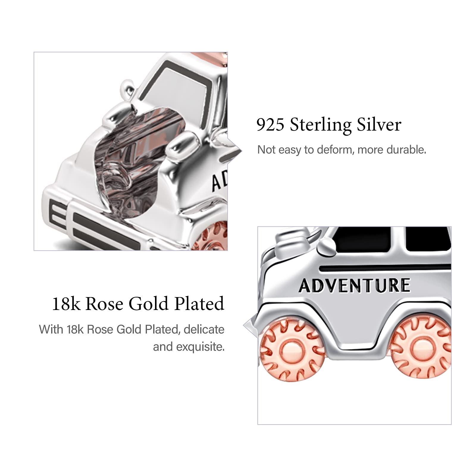 GNOCE SUV Car Charms for Bracelet 925 Sterling Silver Bead ADVENTURE Charms for Women Jewelry Gift