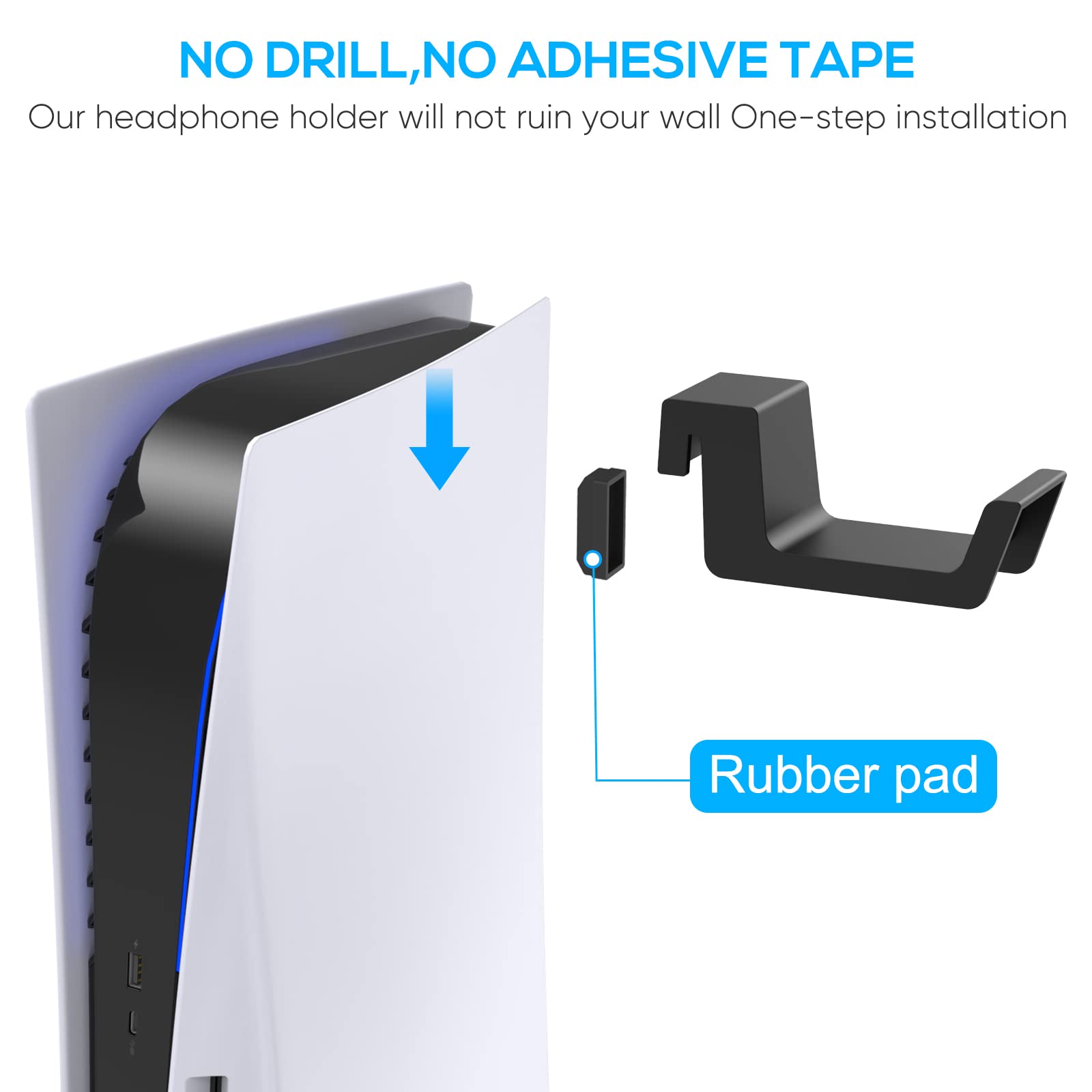 FYOUNG Headset Holder for PS5/for PS5 Slim, Hook Hanger for PS5 Headphone Hanger Holder, Headphone Stand for PS5/ PS5 Slim (White)