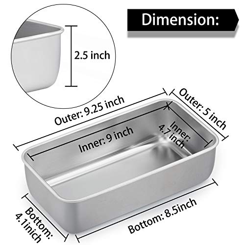 TeamFar Loaf Pans for Baking Bread, 9¼" × 5" Bread Loaf Pan Meatloaf Pan Stainless Steel for Home Kitchen, Healthy & Durable, Oven & Dishwasher Safe - Set of 2