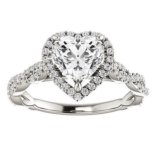 JEWELERYN 4 CT Heart Colorless Moissanite Engagement Ring for Women/Her, Wedding Bridal Ring Set, Eternity Sterling Silver Solid Gold Diamond Solitaire 3-Prong Set for Her (8.5)