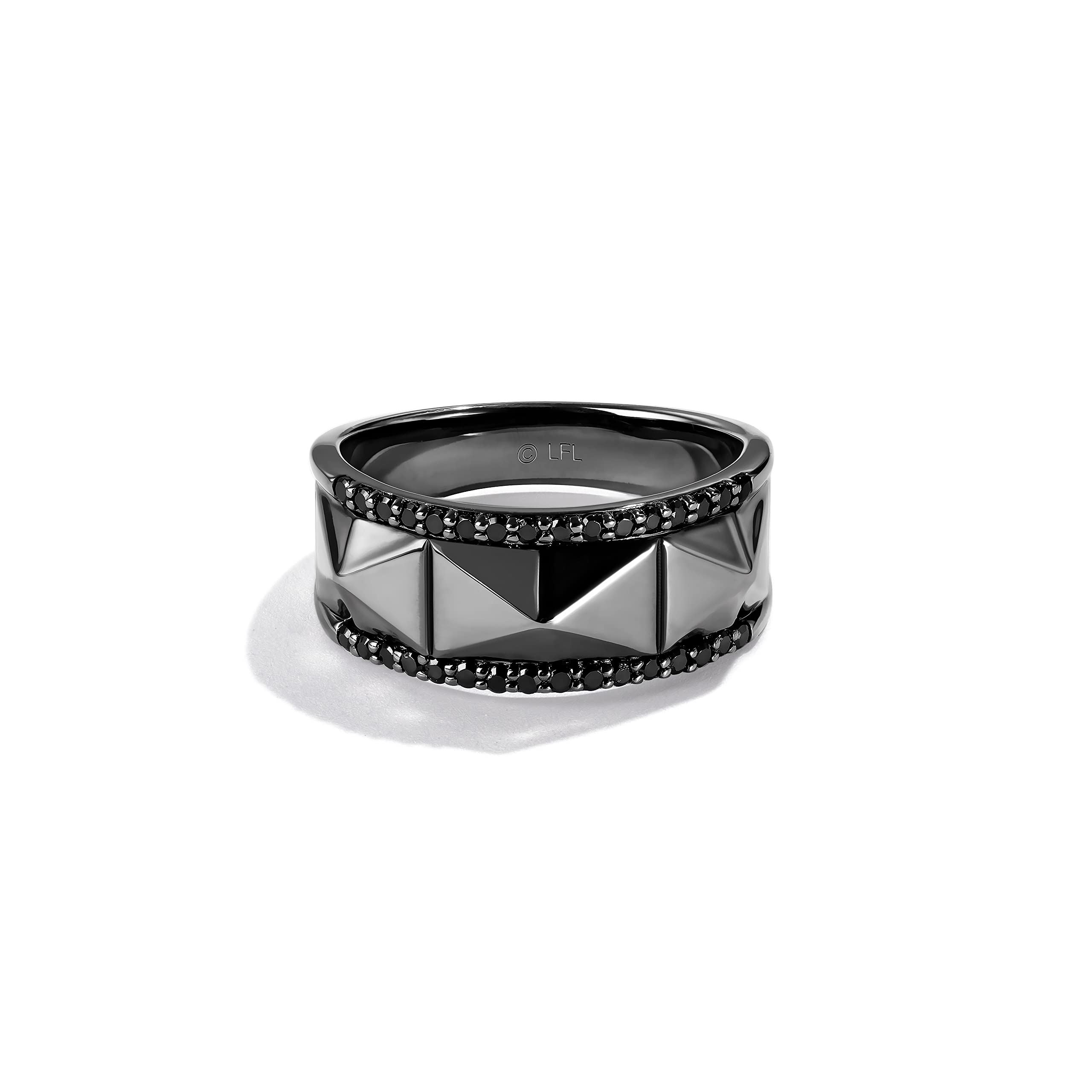 Jewelili Star Wars™ Fine Jewelry Dark Armor Women's Ring 1/4 Ct.Tw. Black Diamonds Silver with Black Rhodium