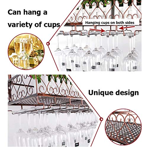 PIBM Stylish Simplicity Wine Rack Wine Rack Adjustable Height, Ceiling Mounted Hanging Wine Bottle Holder Metal Iron Wine Glass Holder High Cup Holder Wine Rack Wall Hanging, Black , 80*25CM