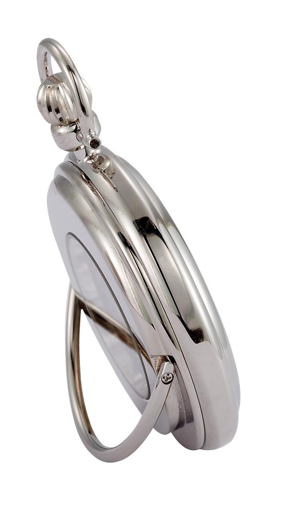 Gotham Men's Silver-Tone 17 Jewel Exhibition Mechanical Pocket Watch with Built-in Stand # GWC14055S