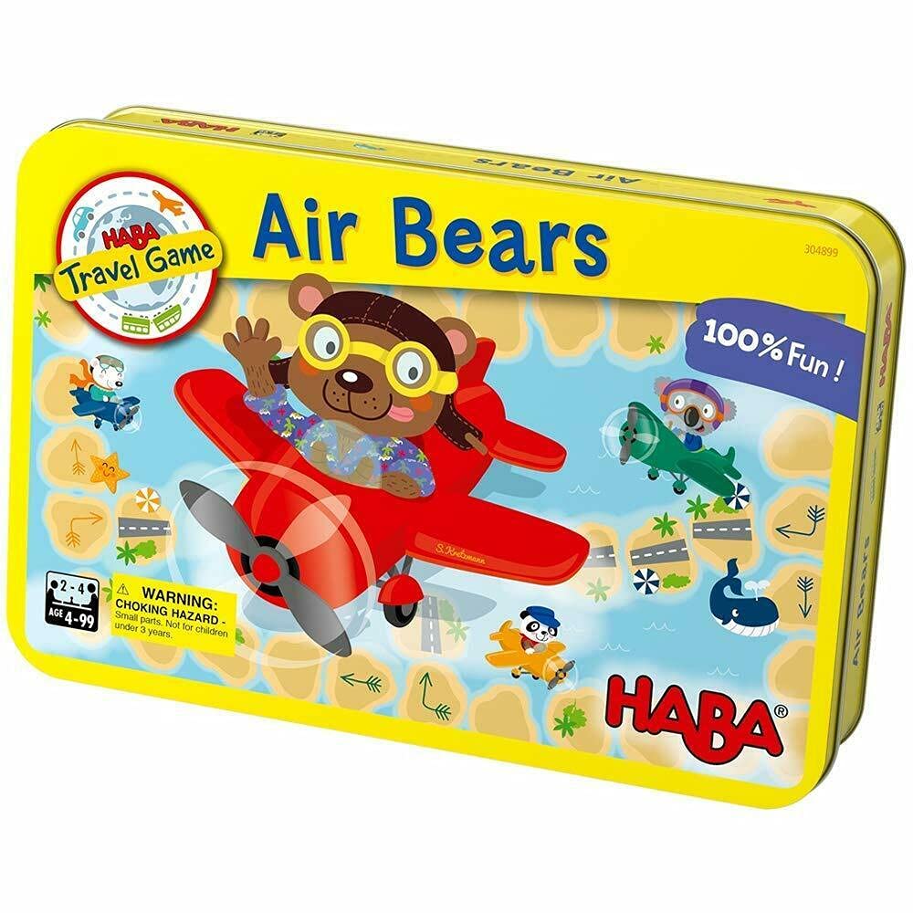 HABA Air Bears - A Compact Magnetic Travel Game for 2-4 Players - Who Will Get Their Vacation Bears to Their Destination Island First?