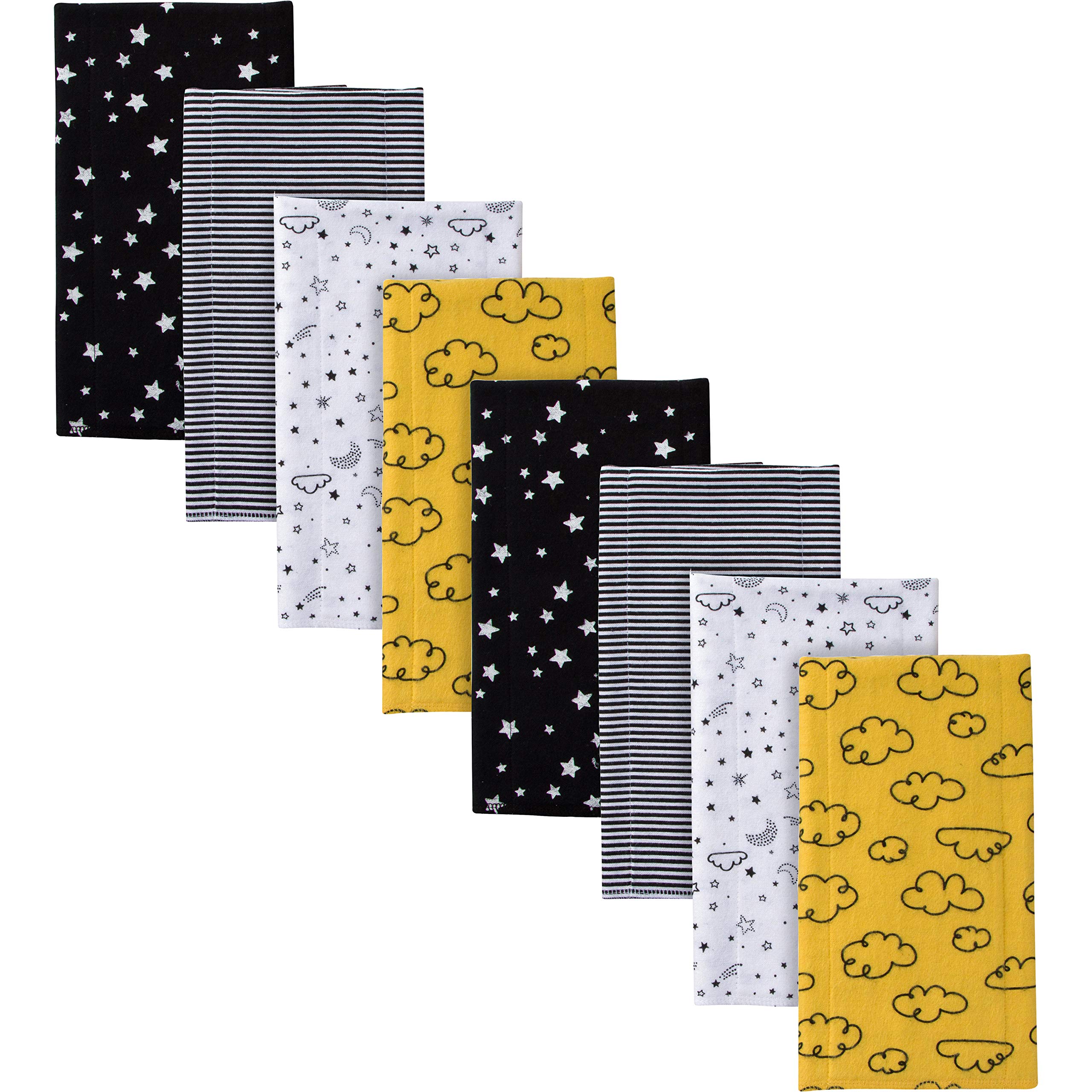 Gerber Unisex-Baby 8-Pack Flannel Burp Cloths, Star, 20" x 14
