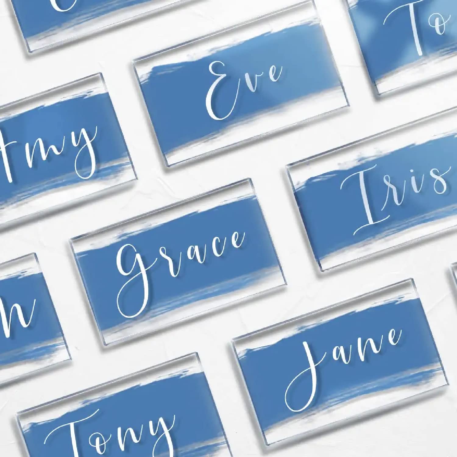 UNIQOOO Place Cards, 20pcs Clear Acrylic - Blank Rectangle Table Cards for Wedding, Party & Event Decoration - 3 1/2 x 2"