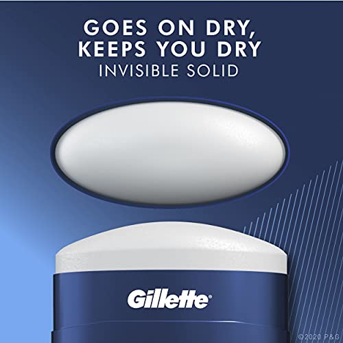 Gillette Antiperspirant Deodorant for Men, Invisible Solid, Clean Rush, 72 Hr. Sweat Protection, 3.4 oz