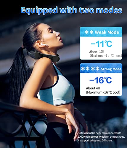 yahava Portable Air Conditioner Neck Fan 3 Cooling Plates Personal Fan Two 2 Speeds Angle Adjustable Fan with 10000mAh Power Bank