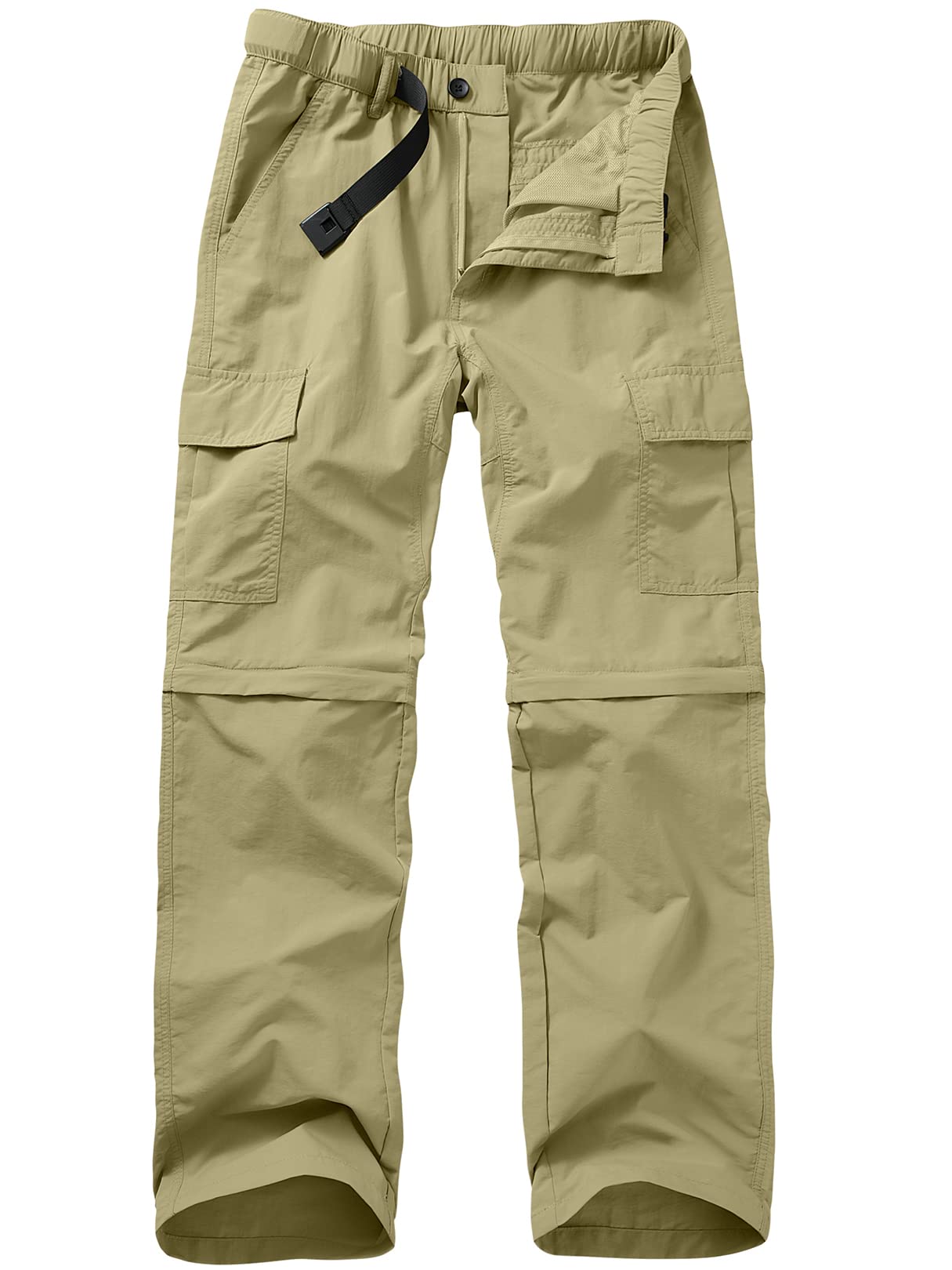 Hiking Pants for Men Convertible Zip Off Boy Scout Quick Dry Lightweight Cargo Travel Safari Pants (ZB02 Khaki 36)