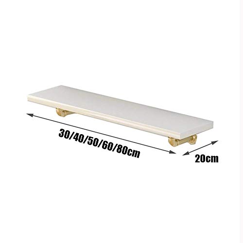 PIBM Stylish Simplicity Shelf Wall Mounted Floating Rack Shelves Industrial Wind Water Pipe Metal Solid Wood Show Bookshelf Kitchen Bathroom Store,7 Sizes, a , 60X20CM