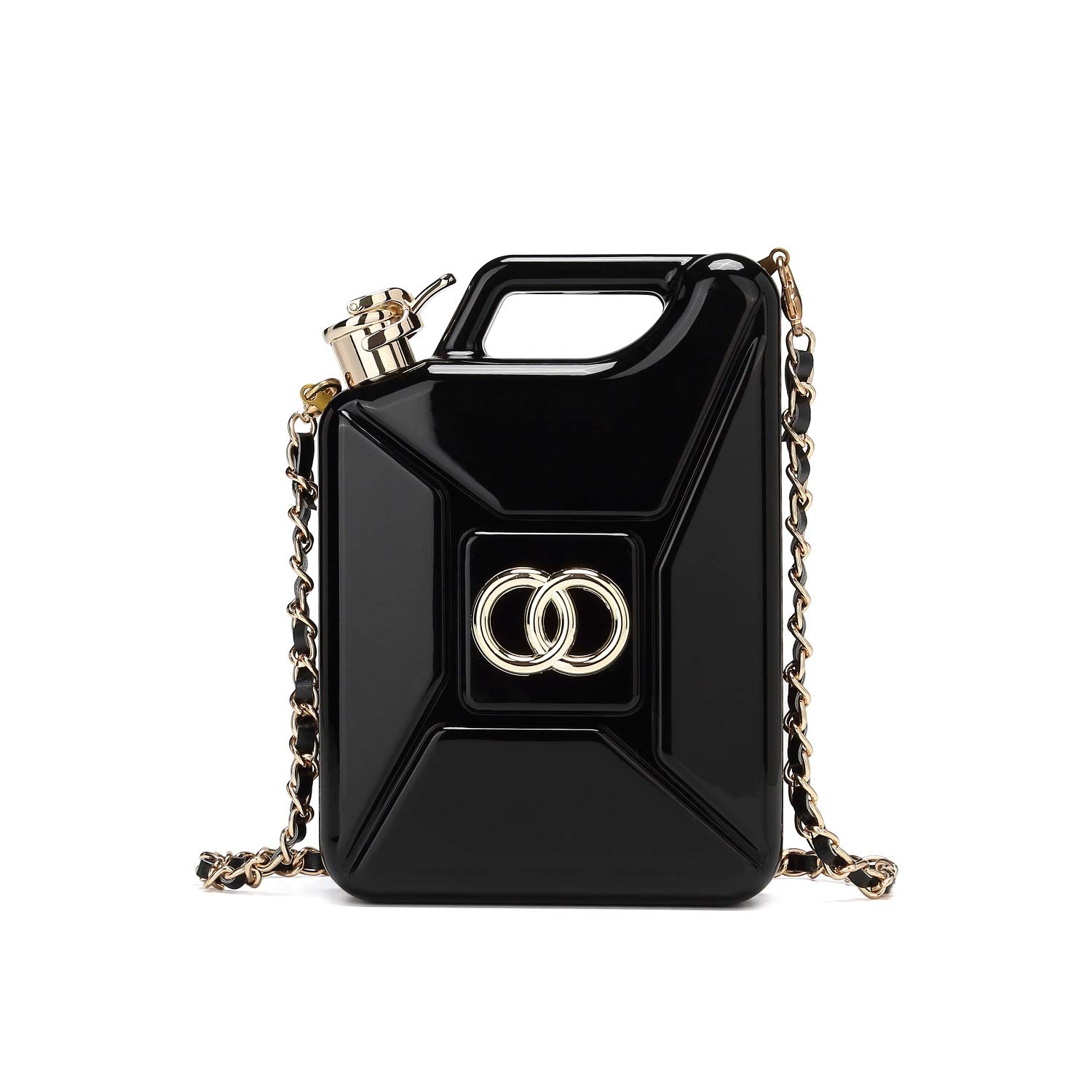 Hearty Trendy Fashion Gas Can Acrylic Evening Bag Clutch Bag Shoulder Bag -Black