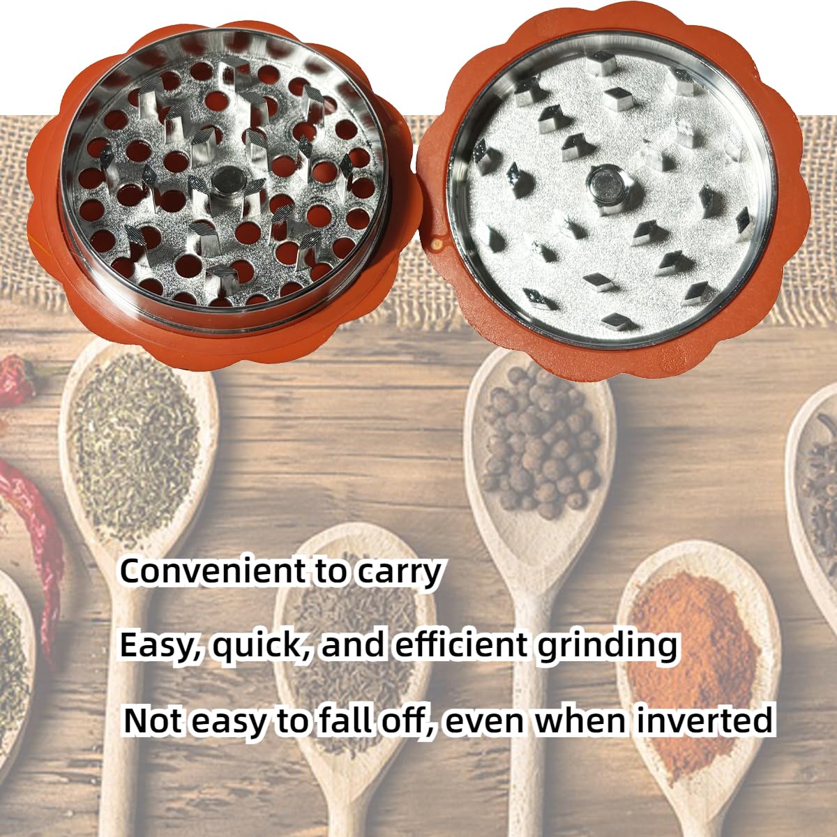 Spice Grinder 3 in 1 Pumpkin Shape Grinder Stainless Steel & Plastic 2.36in x 1.97in