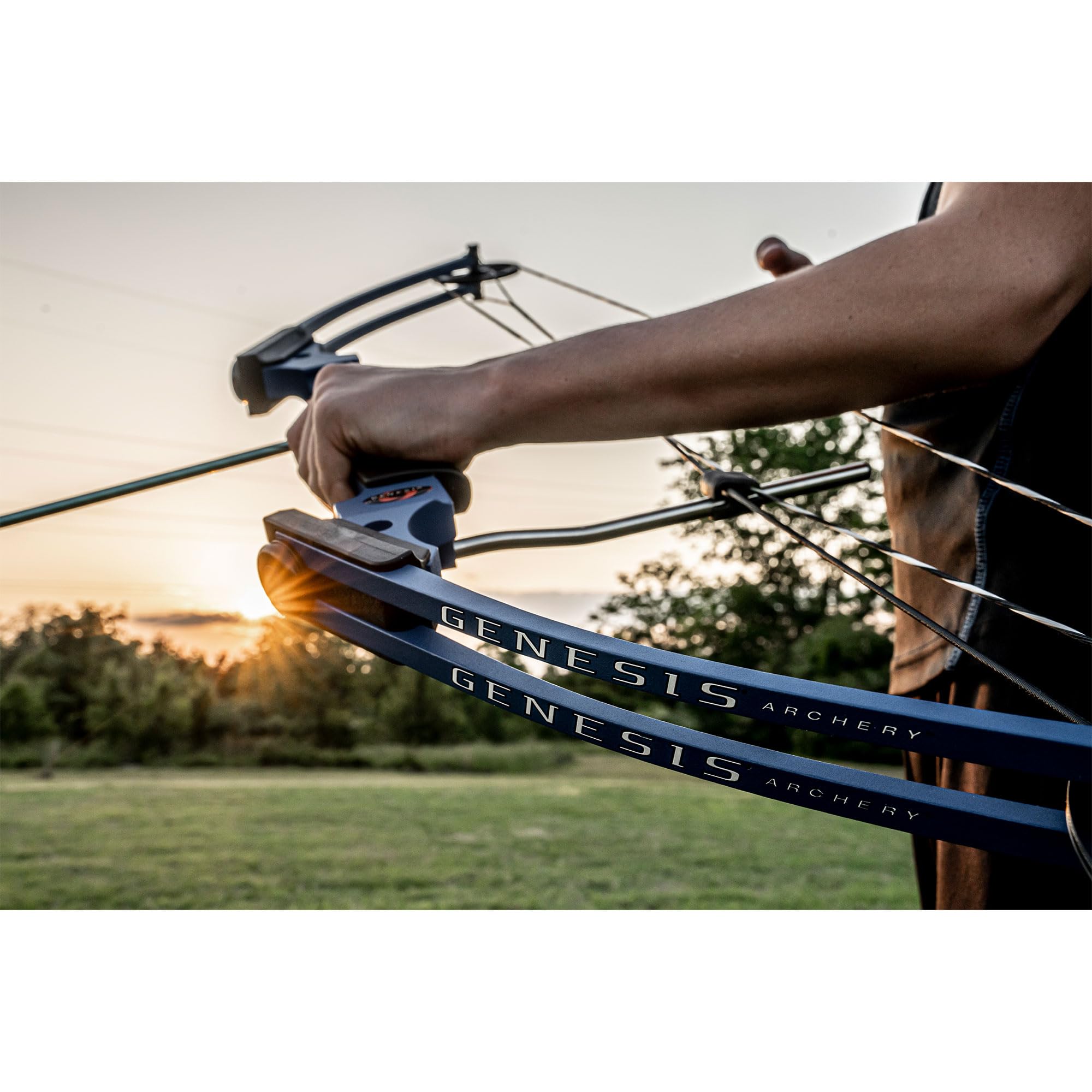Genesis Original Lightweight Right Handed Archery Compound Bow w/ Adjustable Aluminum Riser, Cam Draw Weight, & Draw Length for Kids and Adults, Black