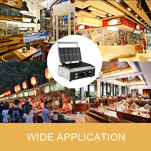 VBENLEM Commercial Rectangle Waffle Maker 10pcs Nonstick Electric Waffle Maker Machine Stainless Steel 110V Temperature and Time Control Heart Belgian Waffle Maker Suitable for Restaurant Snack Bar