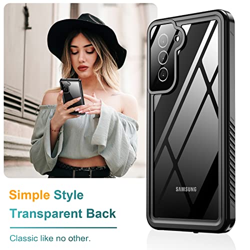 Temdan Samsung Galaxy S21 FE Waterproof Case, Slim Fit, Heavy Duty Protection, 6.4-inch Screen Protector - Black