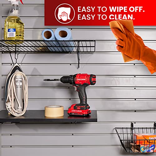 Slatwall Panel Garage Wall Organizer: Heavy Duty Wall Mounted PVC Wall Rack, Interlocking Slat Wall Paneling for Garage Wall Storage, Slatwall Board, Slatwall Shelves System - 3 Color Samples