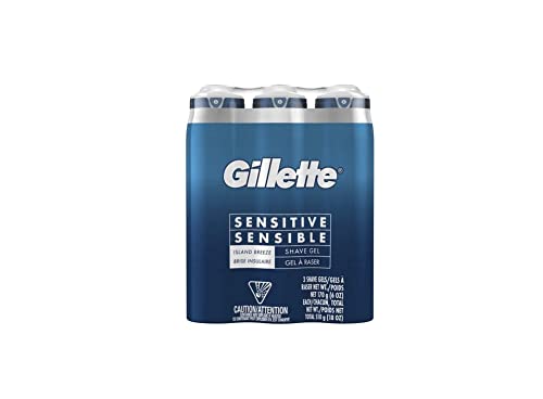 Gillette Sensitive Shave Gel 3 Pack Of 6 Oz Net Wt 18 Oz,, ()