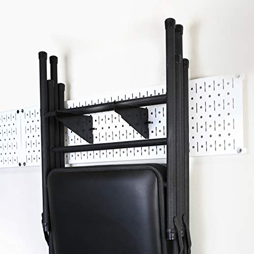 Wall Control Garage Storage Rack Lawn & Garden Tool Organization Wall Mount Organizer - Easy to Install 64" Wide Home & Garage Metal Peg Board Set (White Pegboard)