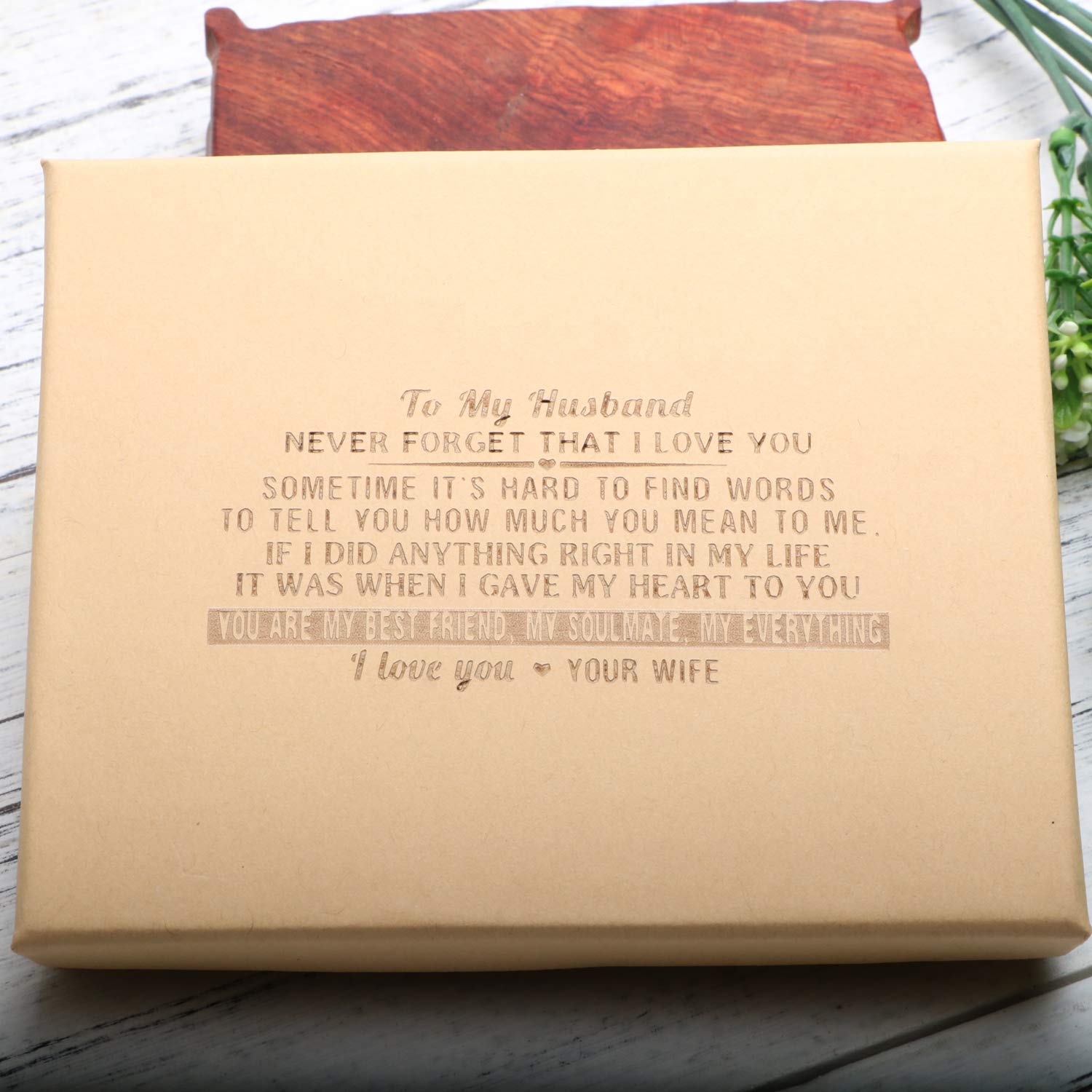 Husband Wallet from Wife,Custom Personailzed Leather Wallet Gift for Husband at Birthday,Valentine's Day,Anniversary