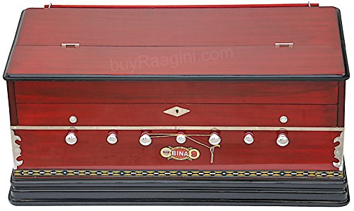 Harmonium, BINA No. 9A, In USA, 7 Stops, 3 1/2 Octaves, Rosewood Color, Coupler, Special Double Reeds, Bag, Indian Musical Instrument (GSB-BCB)