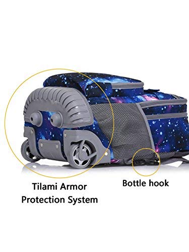 Tilami Rolling Backpack Laptop 18 inch with Lunch Bag, Galaxy