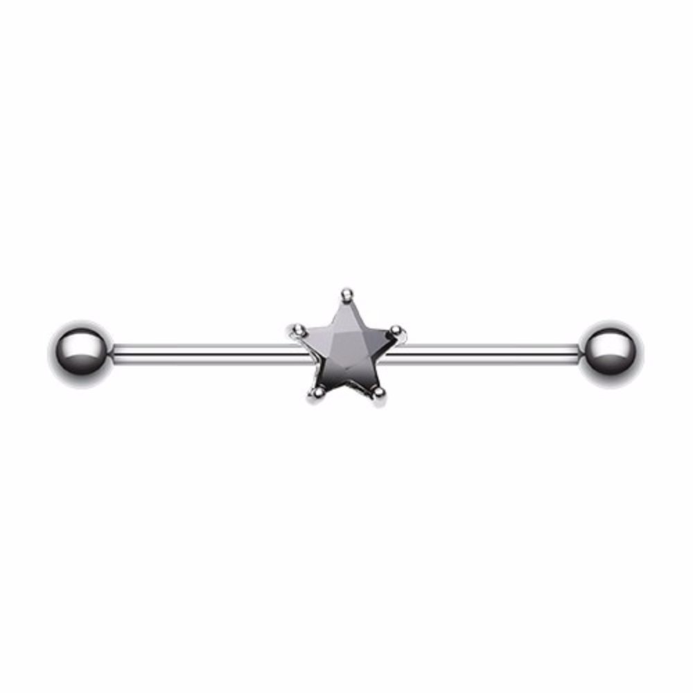 Gem Star 316L Surgical Steel WildKlass Industrial Barbell