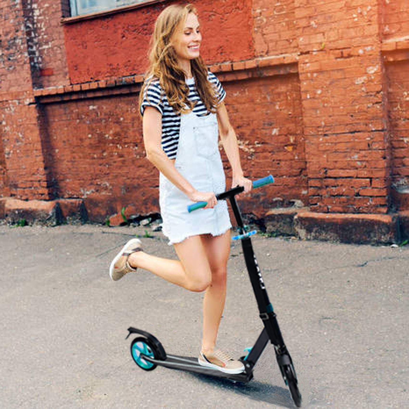 Geelife Scooters 2 Wheel Folding Kick Scooter for Adults Teens Youths Boys Girls (Blue)