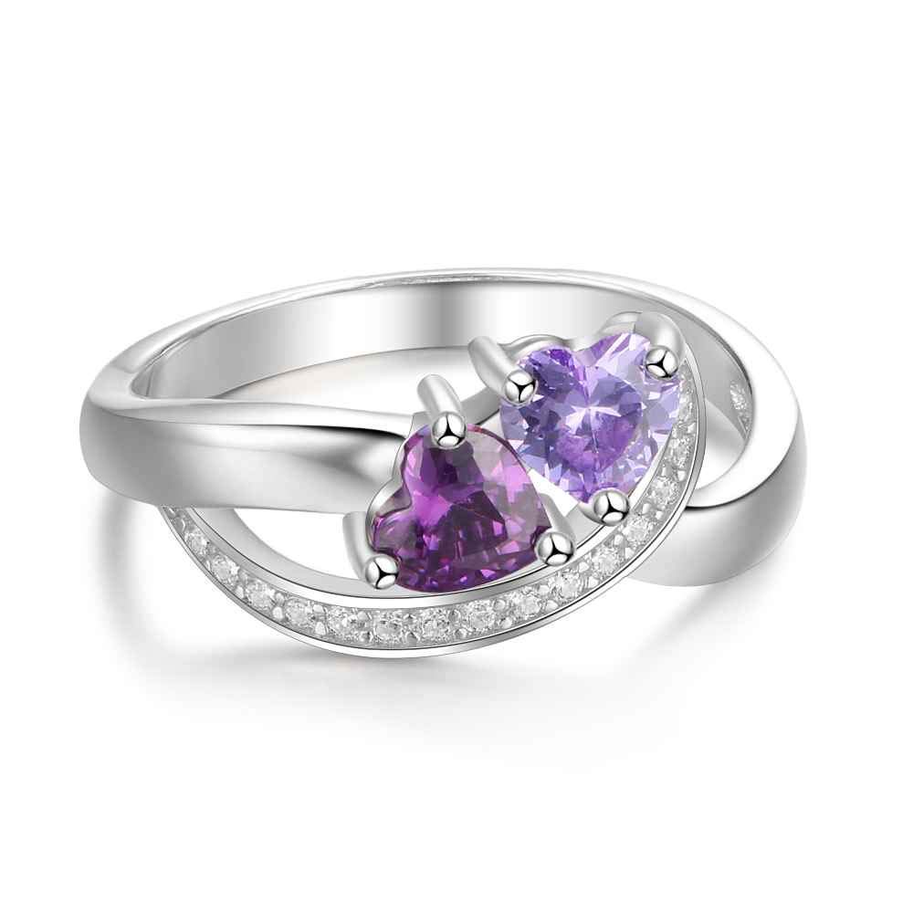 GLAMCARAT Sterling Silver Personalized Birthstone ring engraved personalized jewelry for women name promise ring for her (sterling-silver, 8)