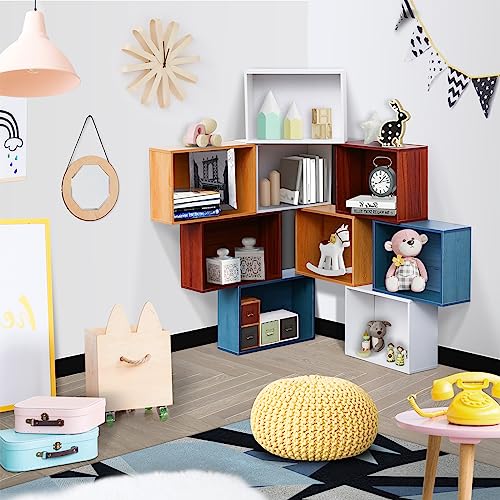 YGYQZ Wooden DIY Open Shelf Bookcase - 9 Pcs Floor Standing Display Cabinet Rack (9, 3 Colors)